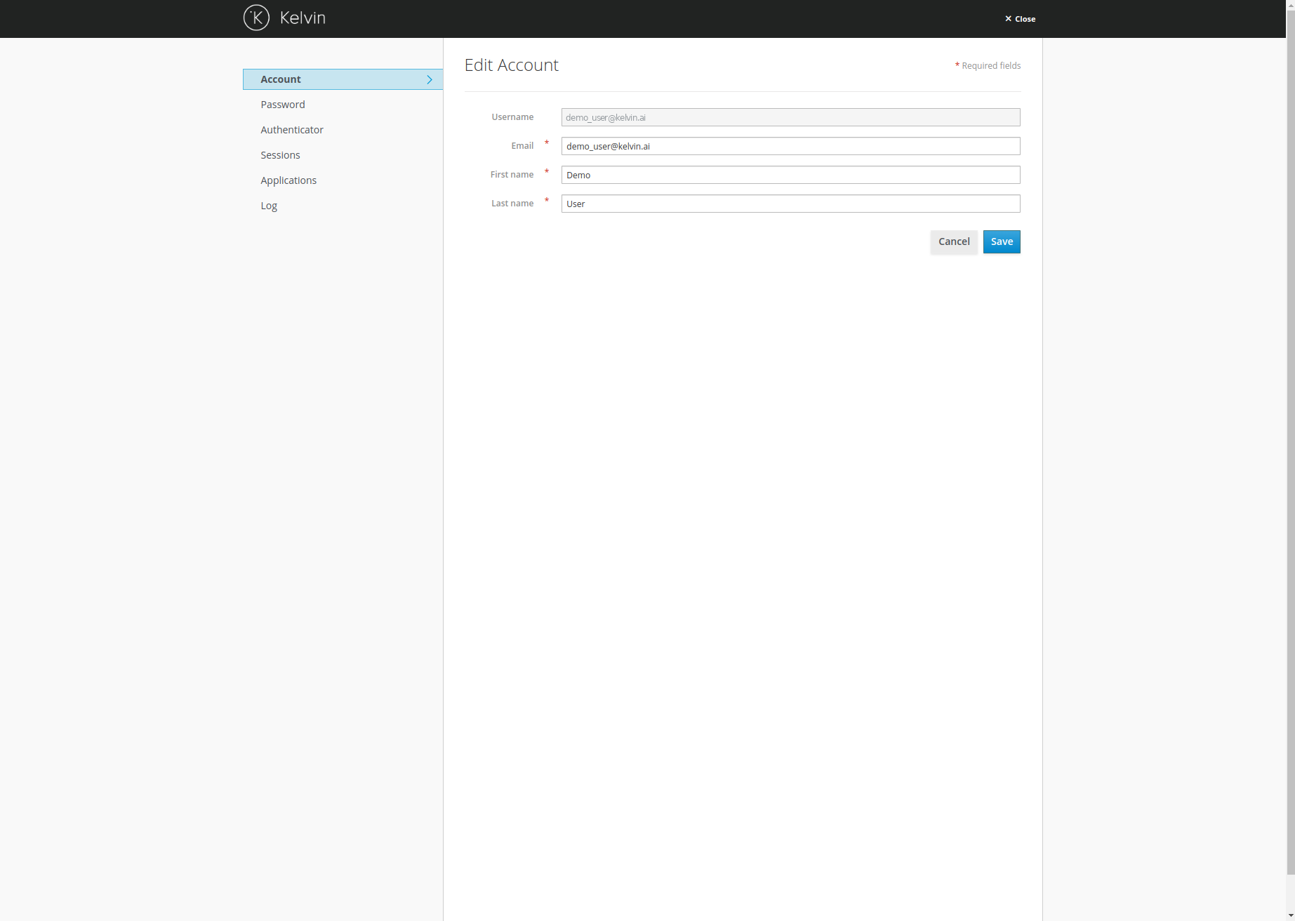 User's Account Settings - KELVIN DOCUMENTATION