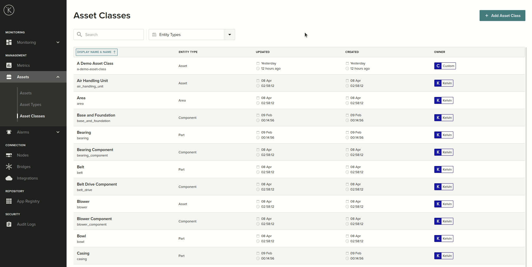 Asset Classes - KELVIN DOCUMENTATION