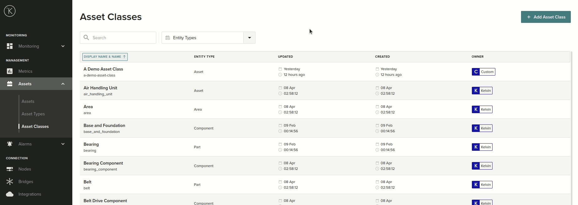 Asset Classes - KELVIN DOCUMENTATION
