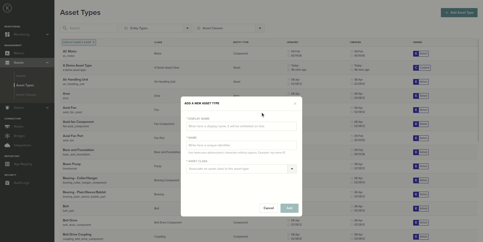 Asset Types - KELVIN DOCUMENTATION
