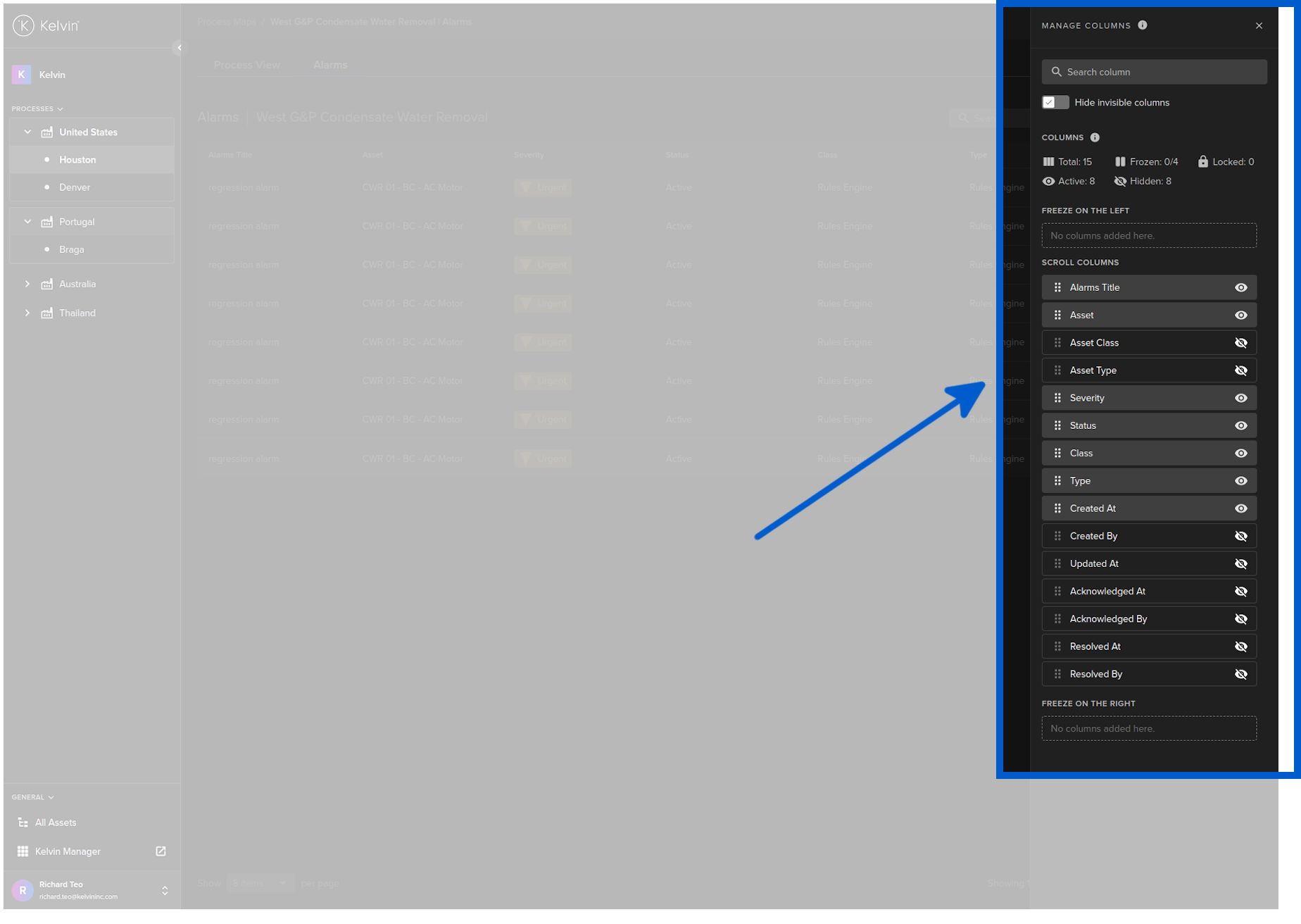 Kelvin (Main UX) Alarms - KELVIN DOCUMENTATION