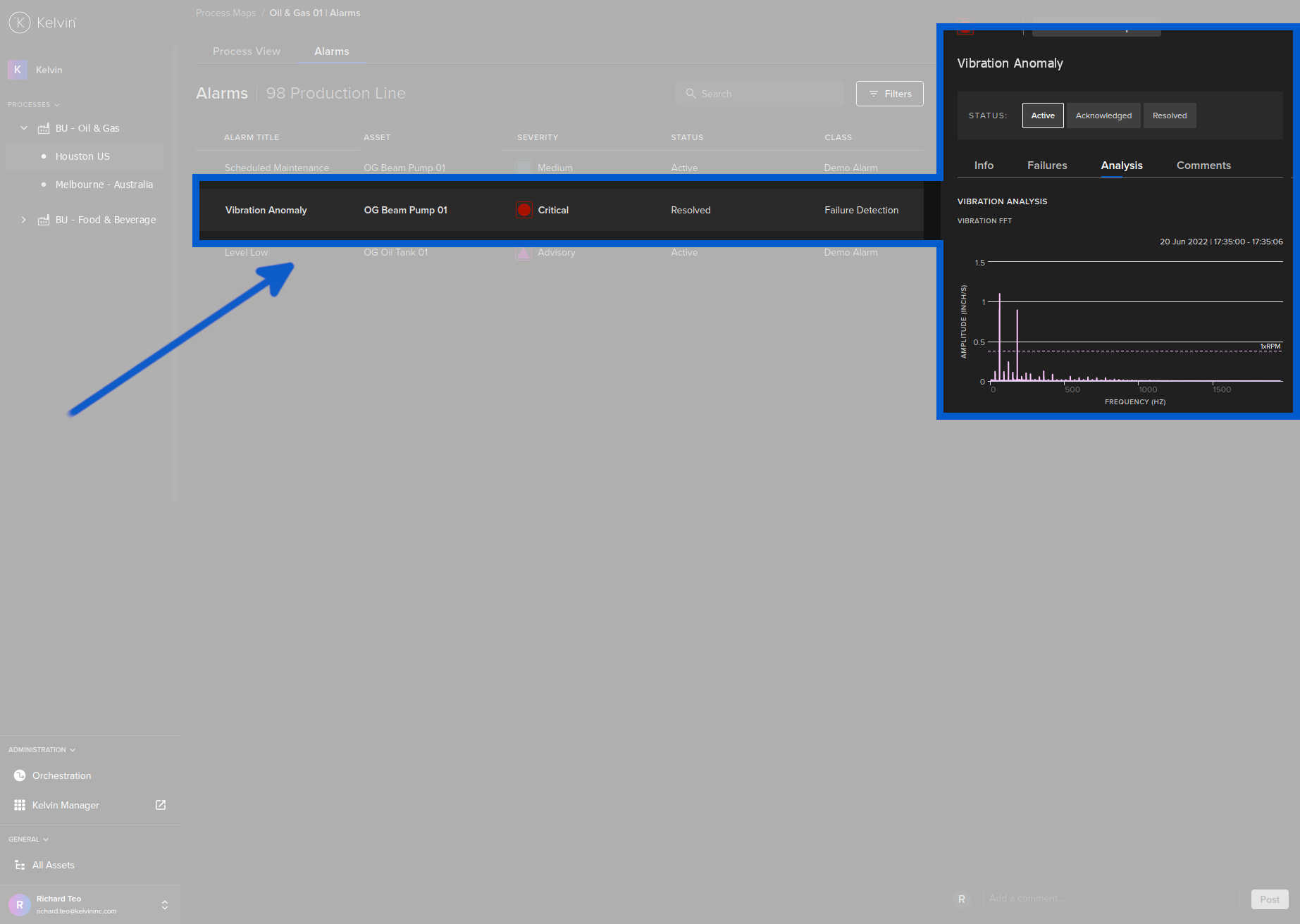 Kelvin (Main UX) Alarms - KELVIN DOCUMENTATION
