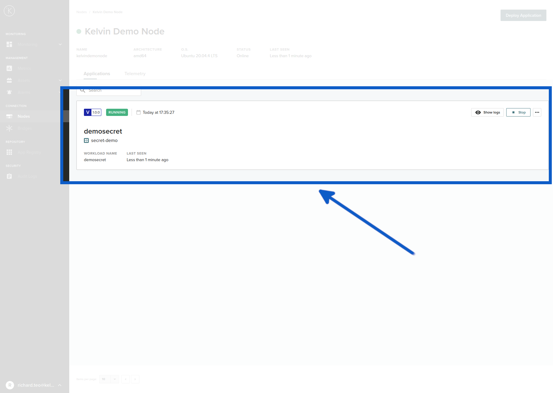 Using Sensitive Information in a Kelvin App with Secrets (Written) ≥ 4.12 - KELVIN DOCUMENTATION
