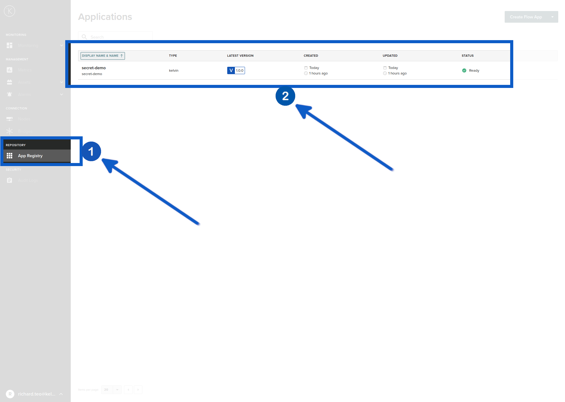 Using Sensitive Information in a Kelvin App with Secrets (Written) ≥ 4.12 - KELVIN DOCUMENTATION