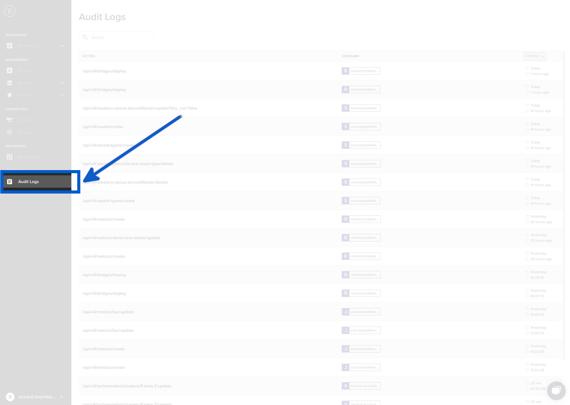 Audit Logs - KELVIN DOCUMENTATION