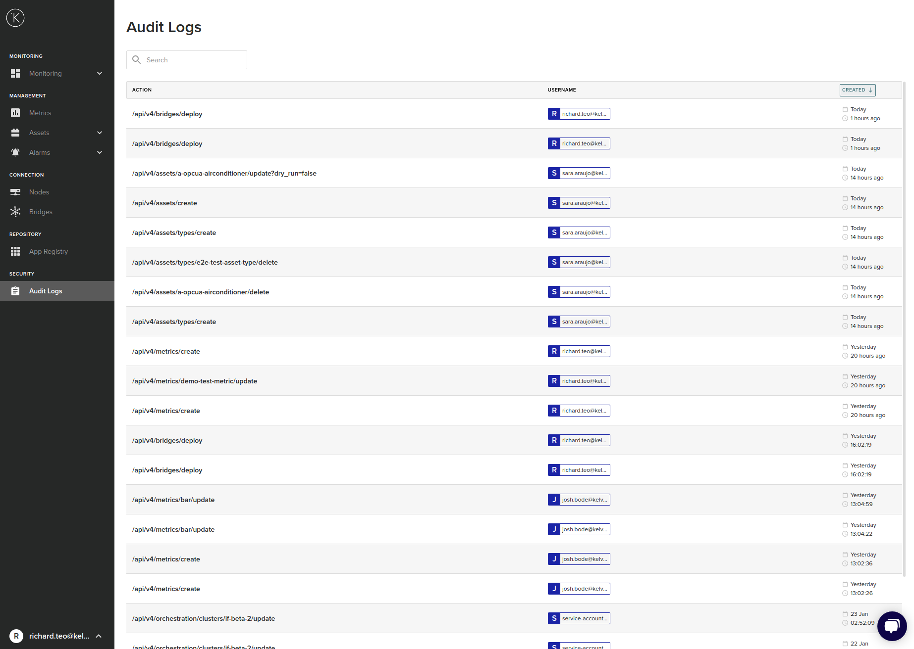 Audit Logs - KELVIN DOCUMENTATION