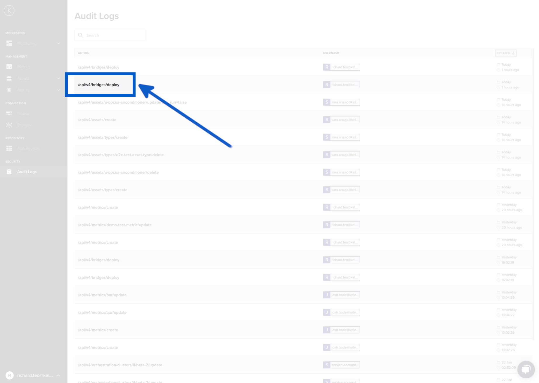 Audit Logs - KELVIN DOCUMENTATION