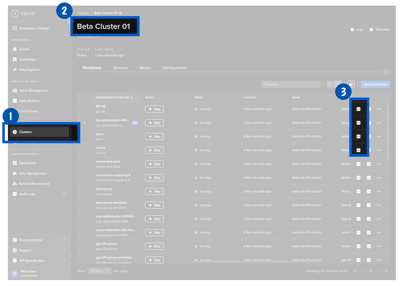 View Workload Logs - Kelvin Documentation