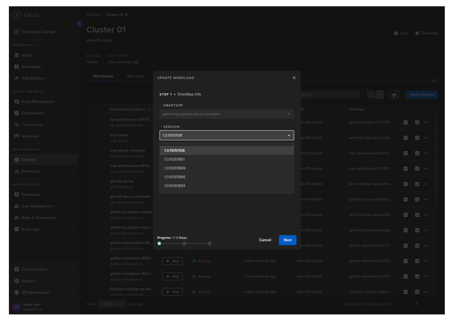 Update a Workload - Kelvin Documentation