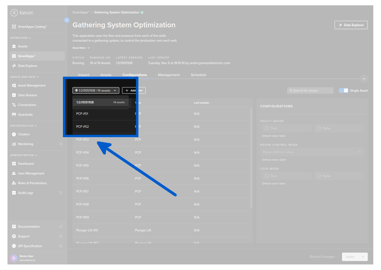 Set Asset Configurations - Kelvin Documentation
