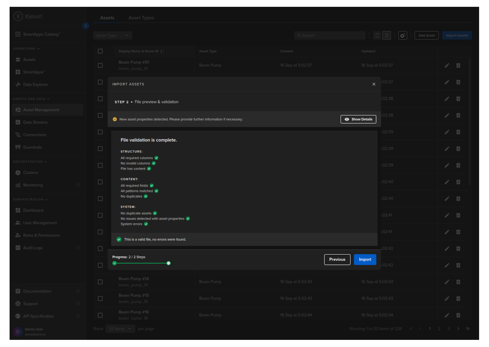 Bulk Create Assets - Kelvin Documentation