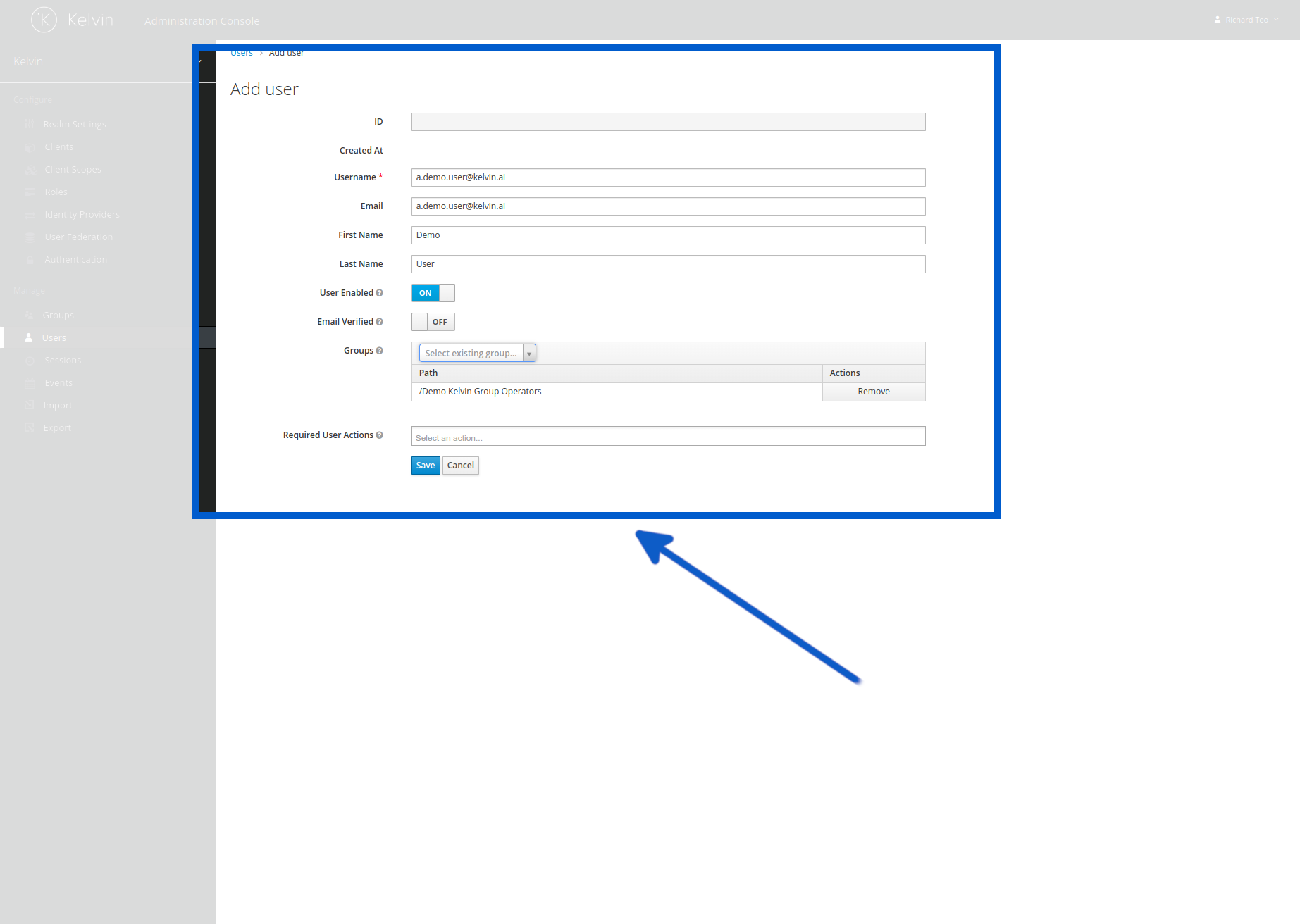 Manage Users - Kelvin Documentation