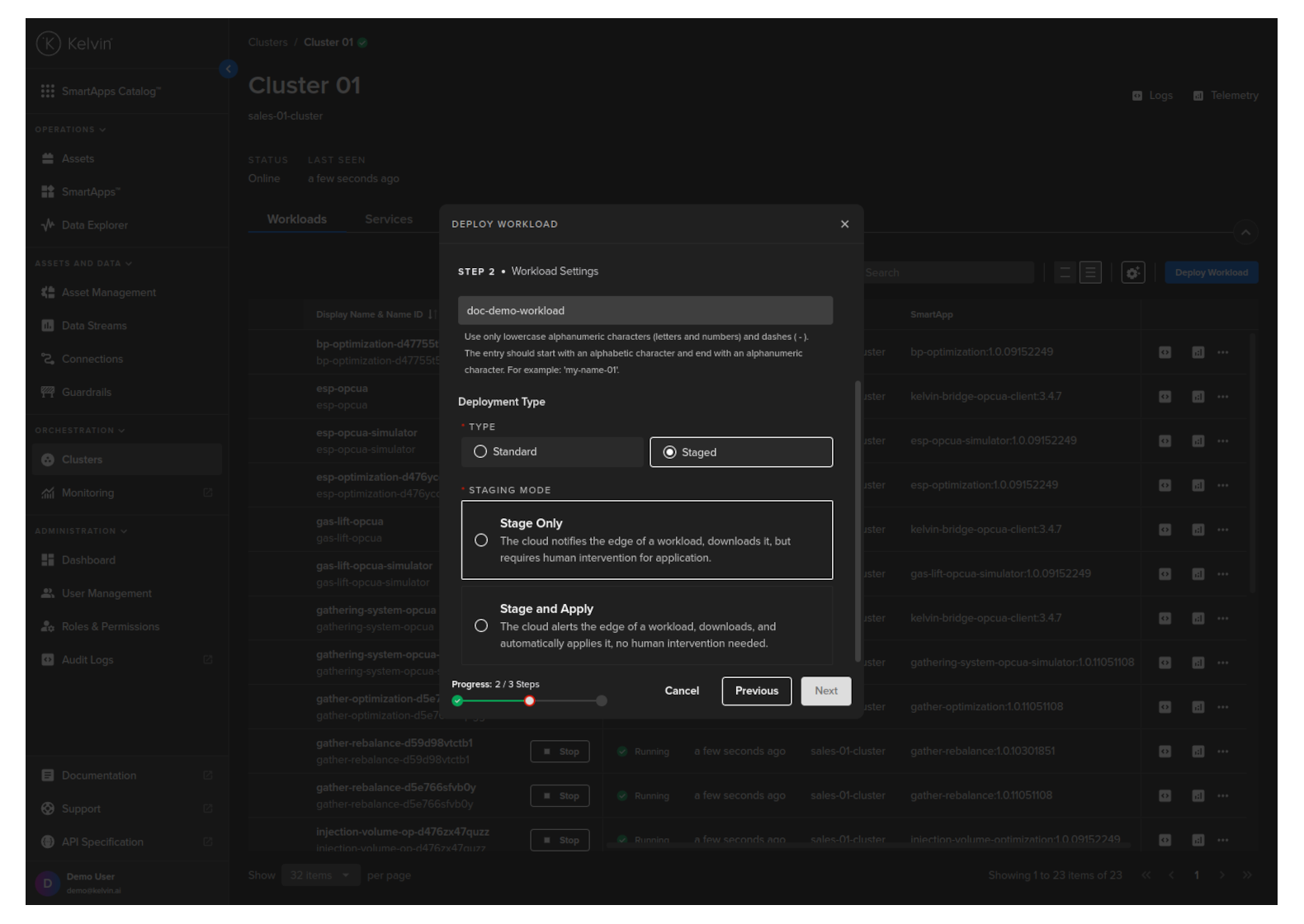 Deploy a Workload - Kelvin Documentation