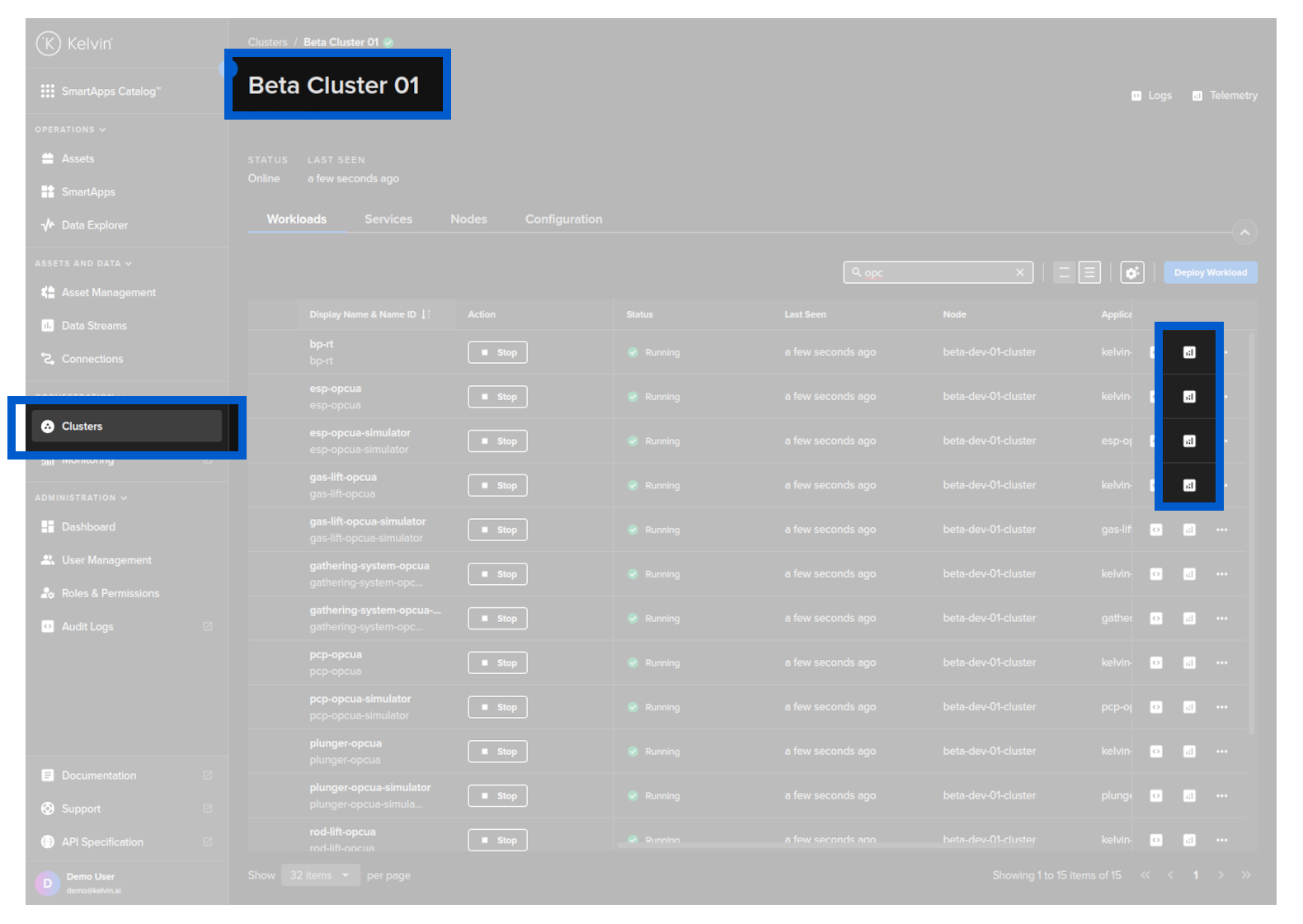 View Workload Telemetry - Kelvin Documentation