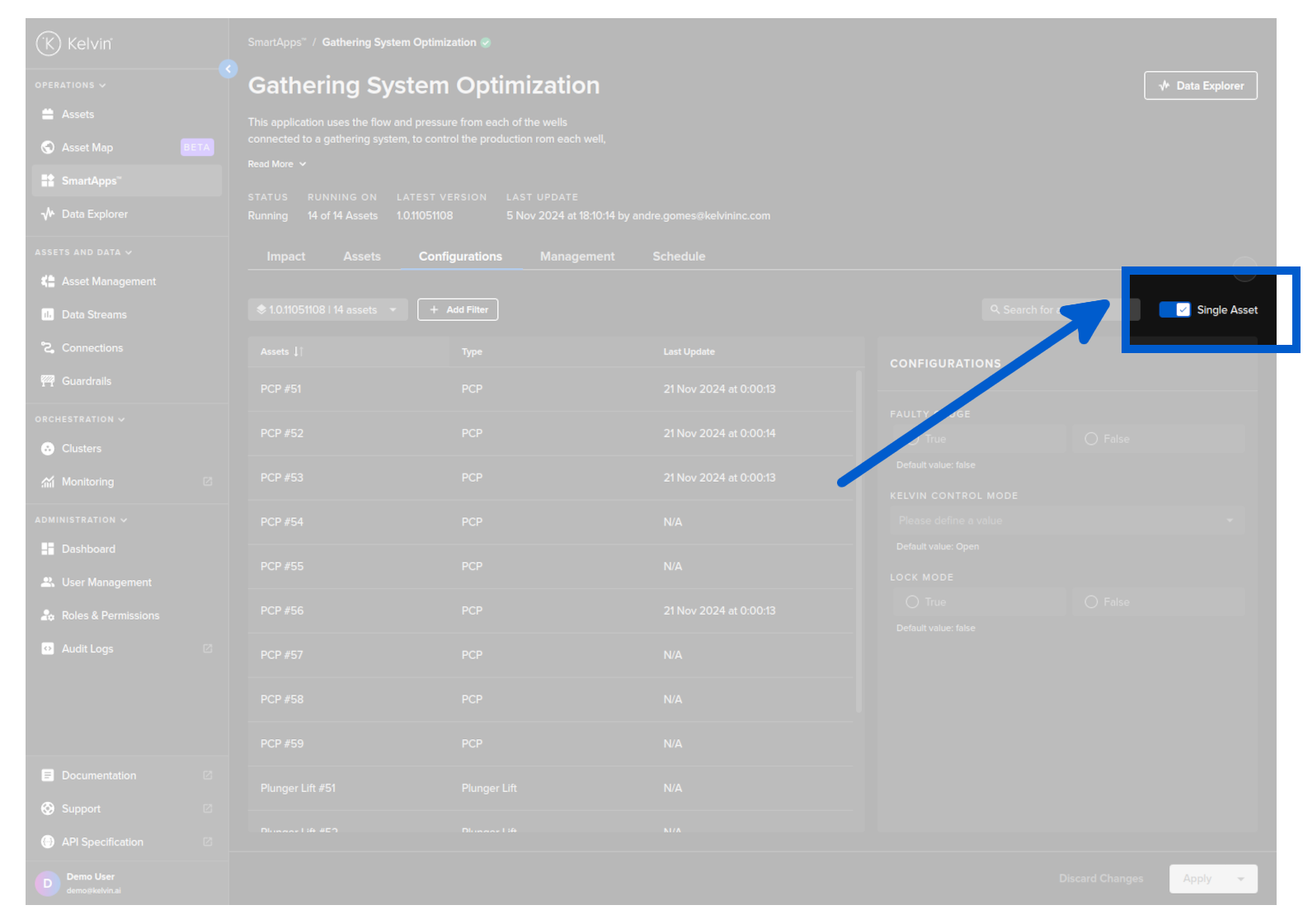 Set Asset Configurations - Kelvin Documentation