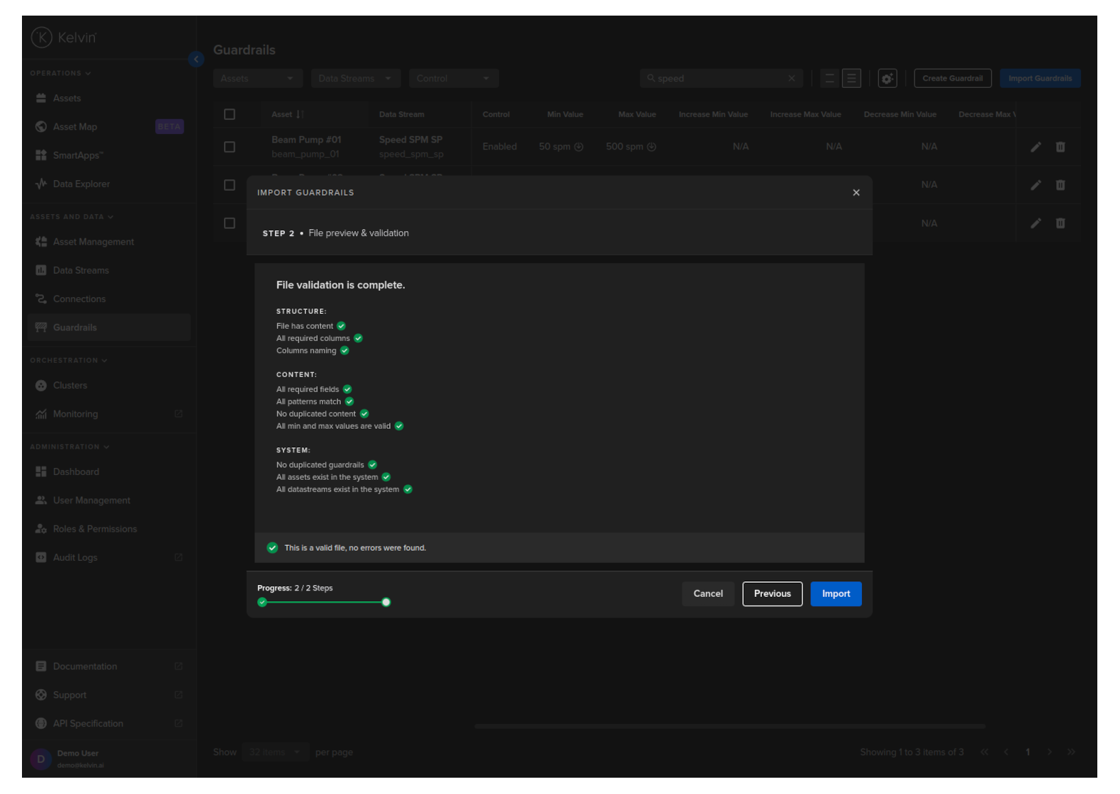 Bulk Create Guardrails - Kelvin Documentation