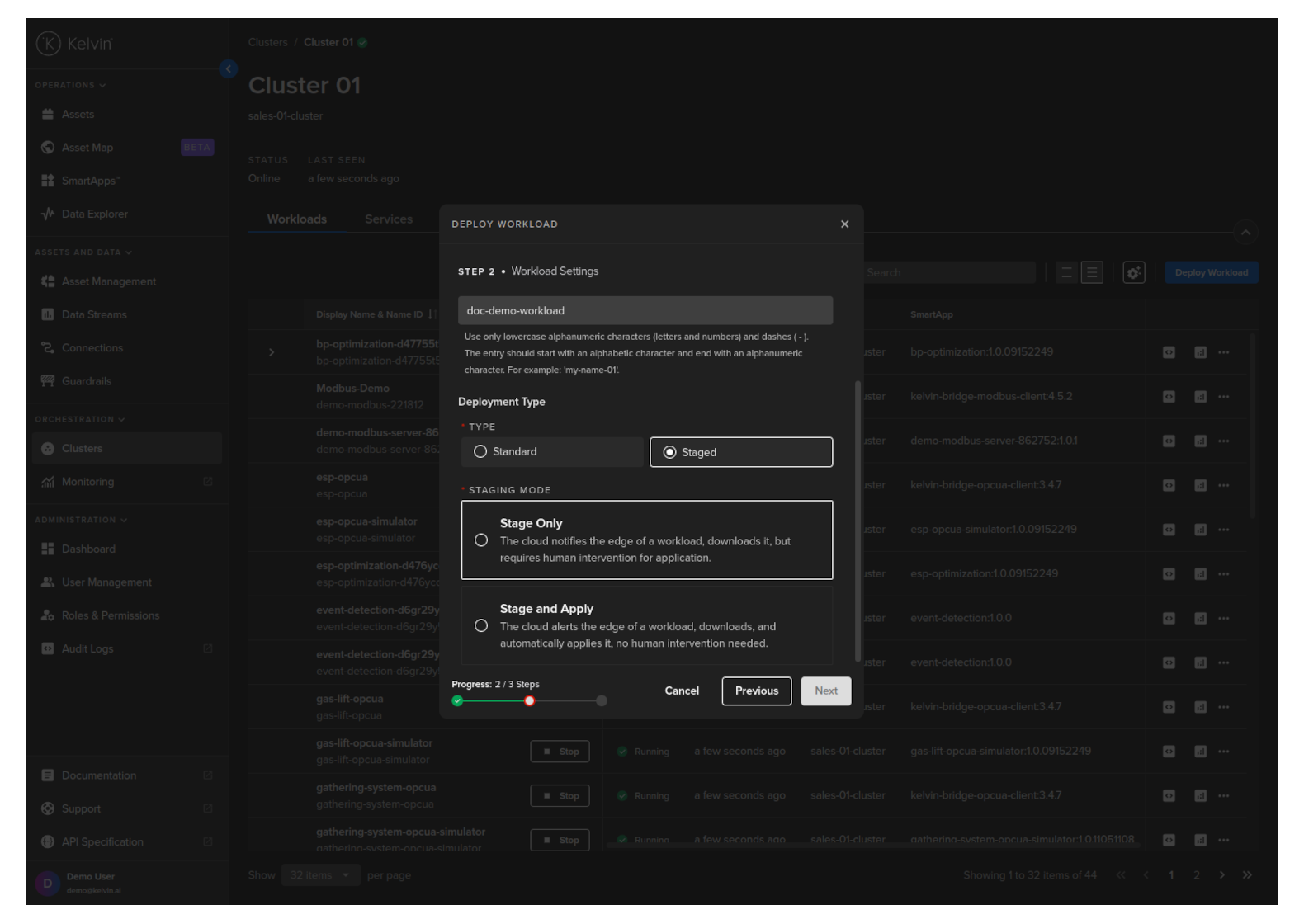 Deploy a Workload - Kelvin Documentation