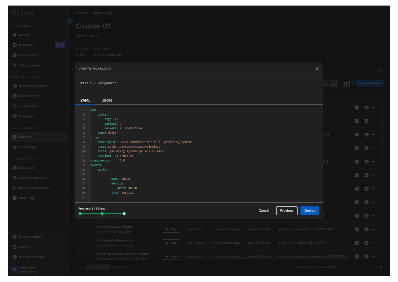 Update a Workload - Kelvin Documentation