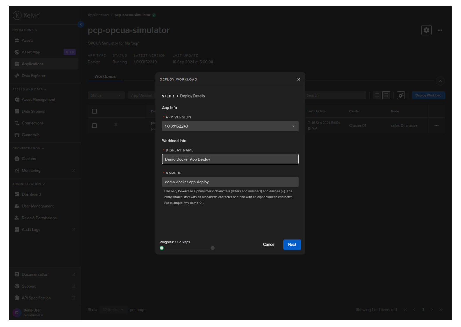 Deploy Workload - Kelvin Documentation