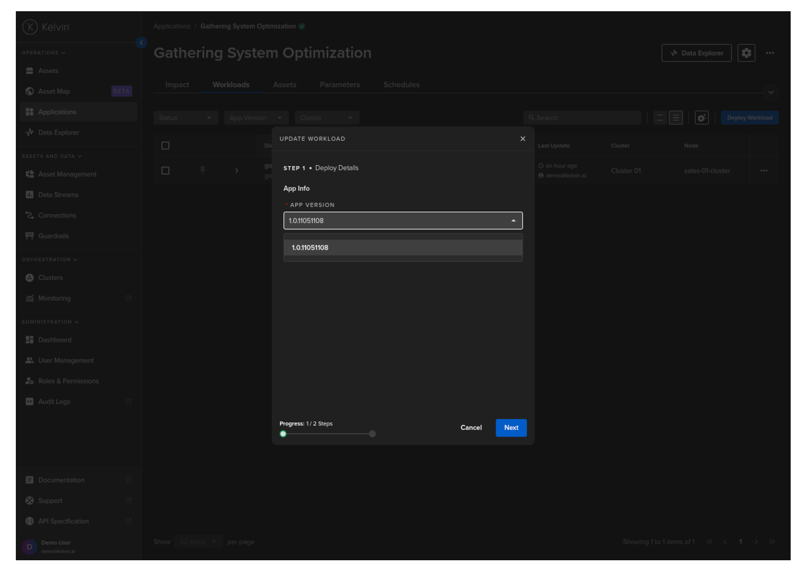 Update Workload Version - Kelvin Documentation