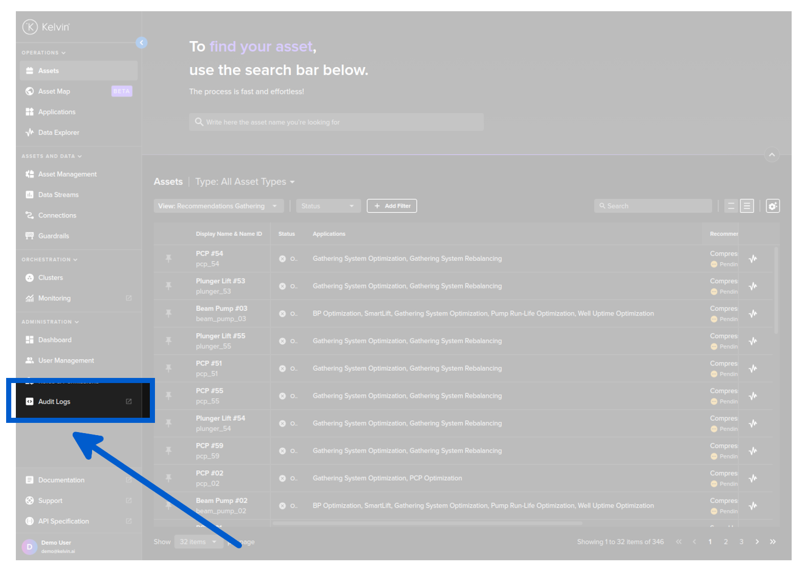 View Audit Logs - Kelvin Documentation