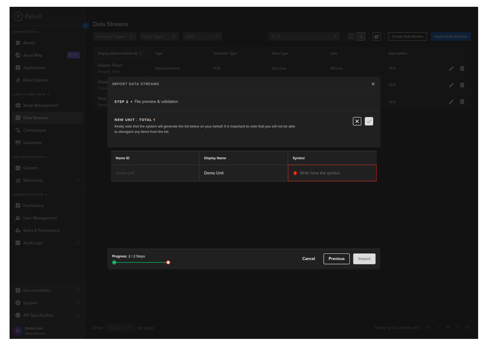 Bulk Create Data Streams - Kelvin Documentation