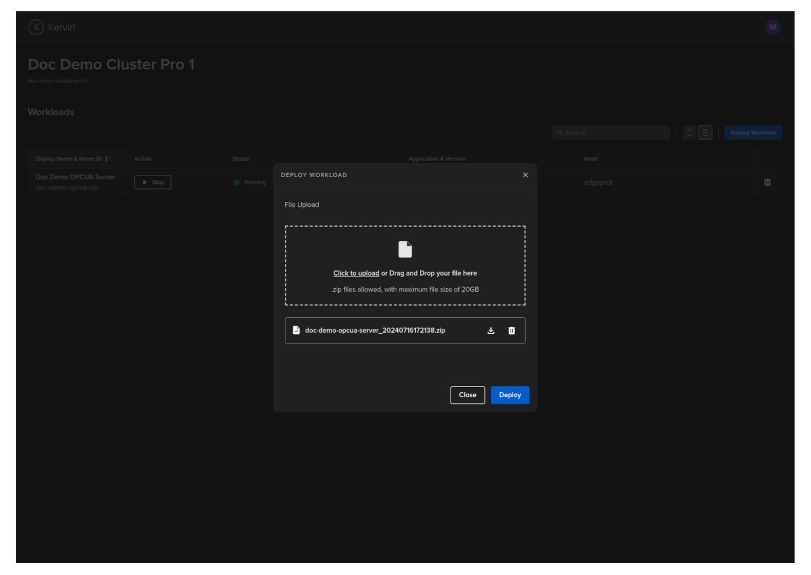 Deploy Workload Offline Kelvin Documentation
