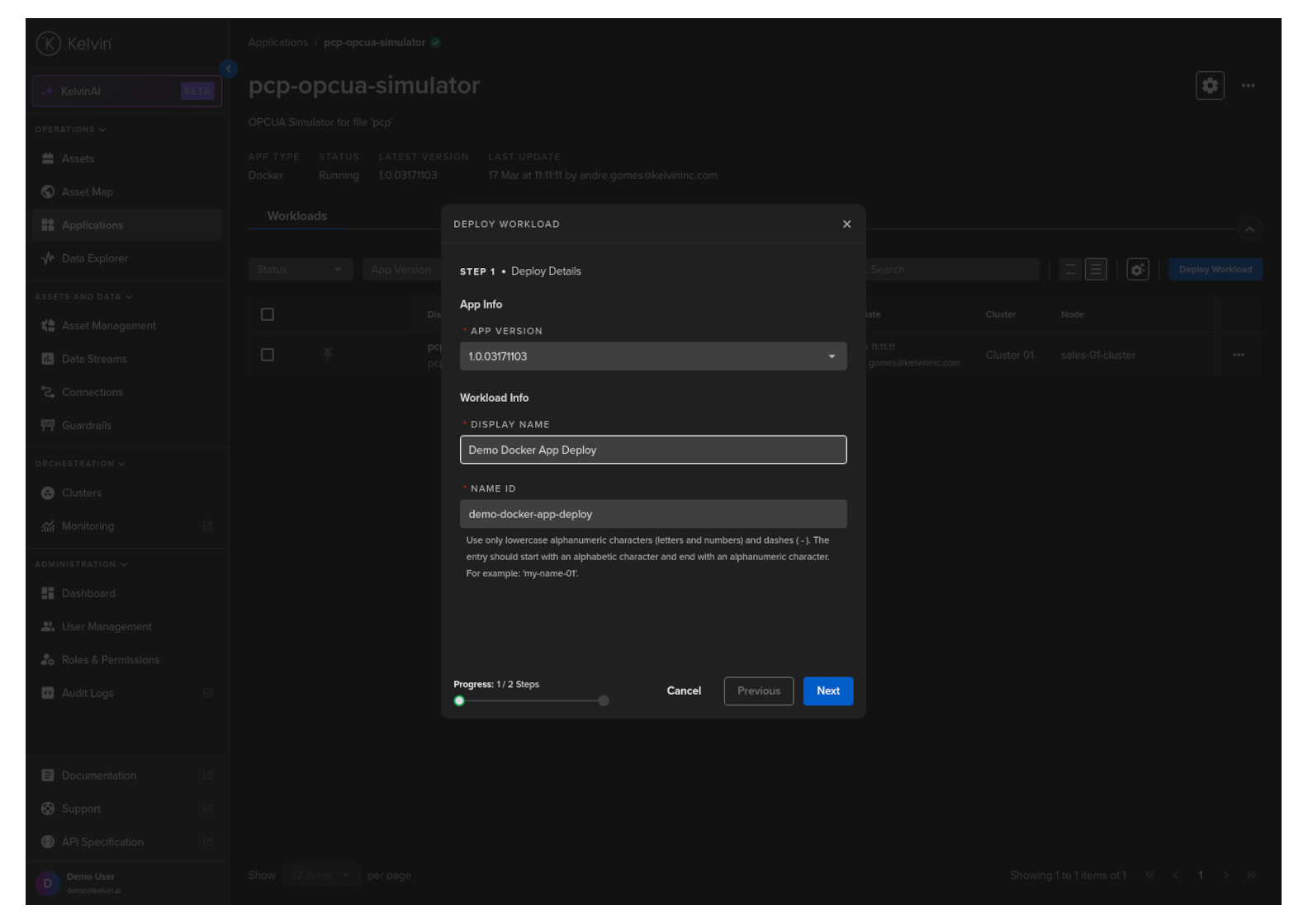 Deploy Workload - Kelvin Documentation
