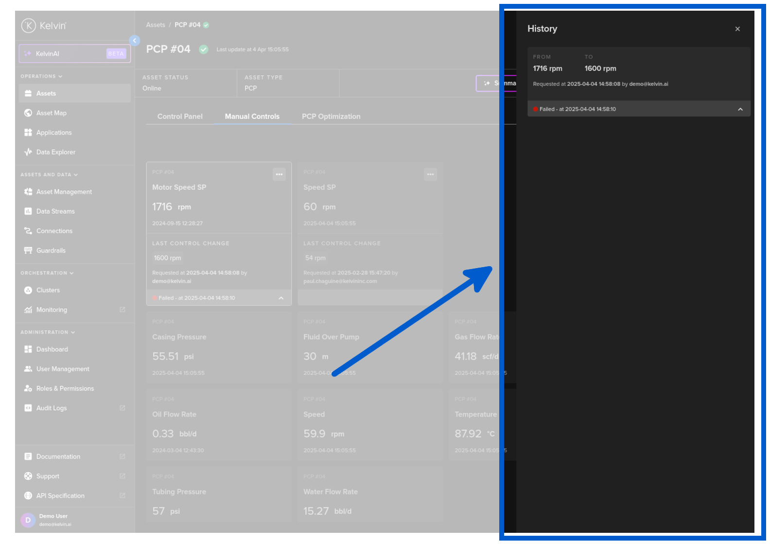 Manual Controls Tab - Kelvin Documentation