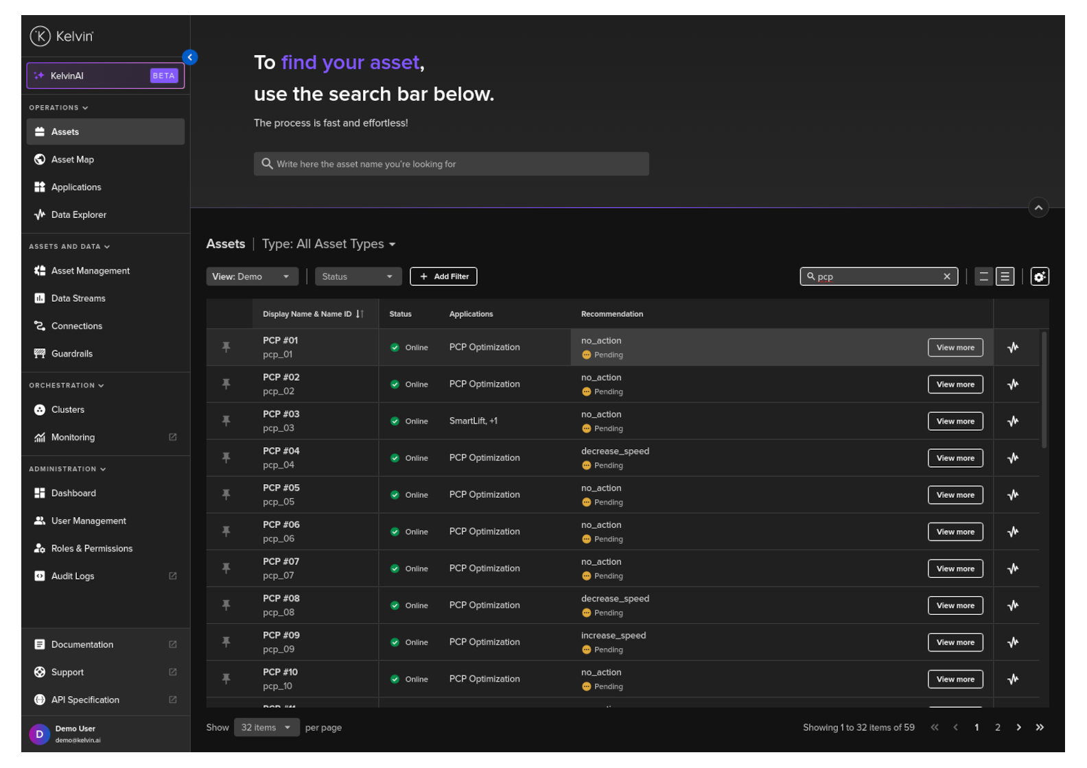 Managing Assets - Kelvin Documentation