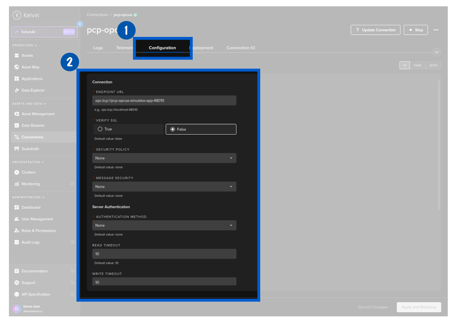 Update a Connection - Kelvin Documentation
