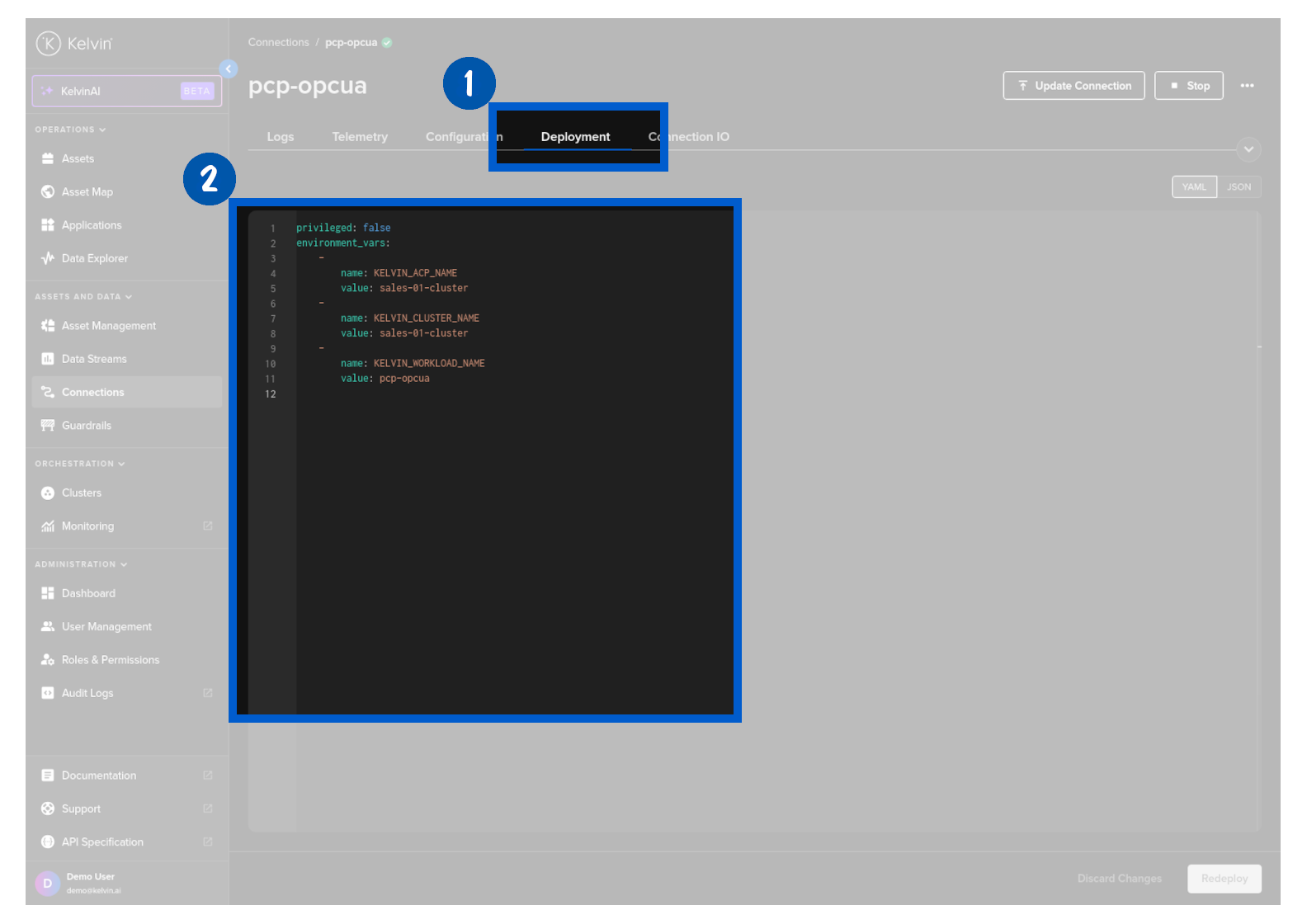 Update a Connection - Kelvin Documentation