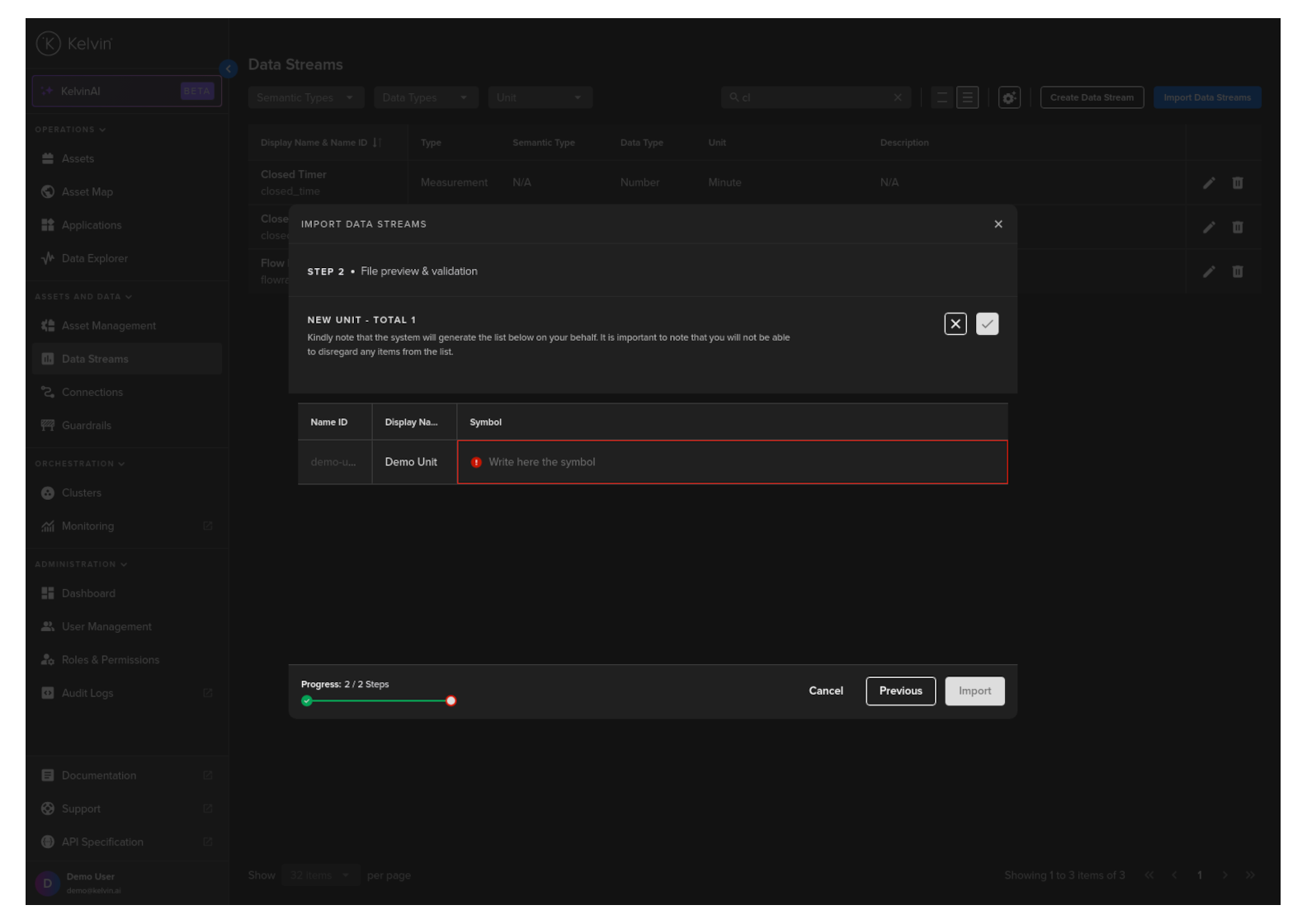 Bulk Create Data Streams - Kelvin Documentation