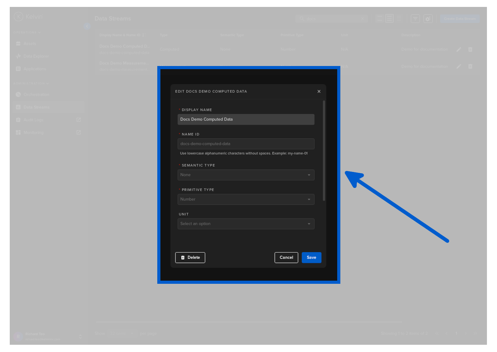 Data Stream - How to - Kelvin Documentation