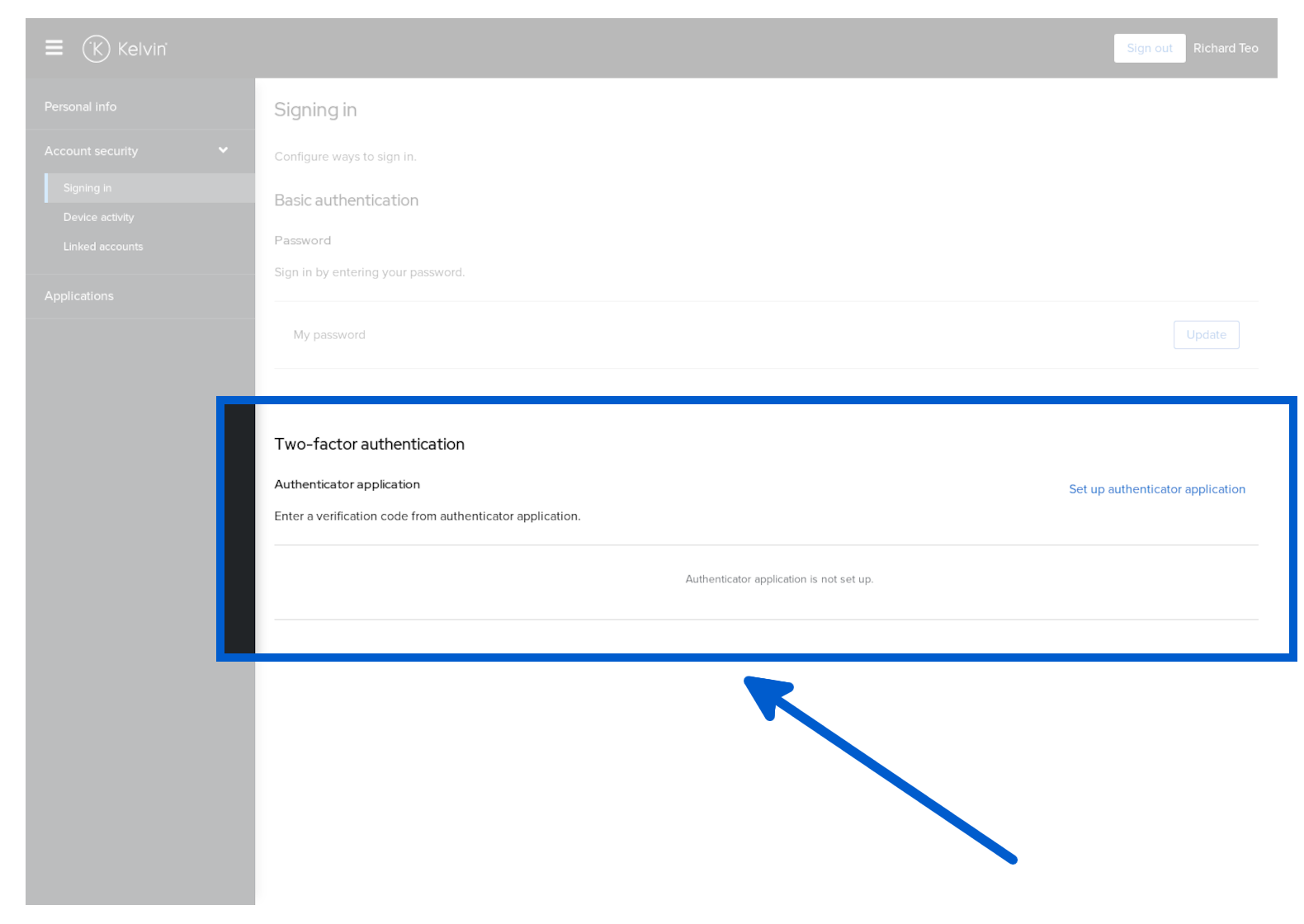Enable 2fa - Kelvin Documentation