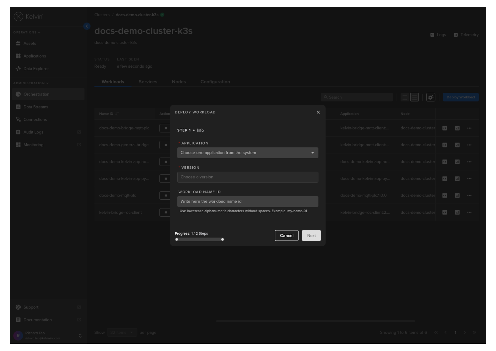 Deploying a Workload - Kelvin Documentation