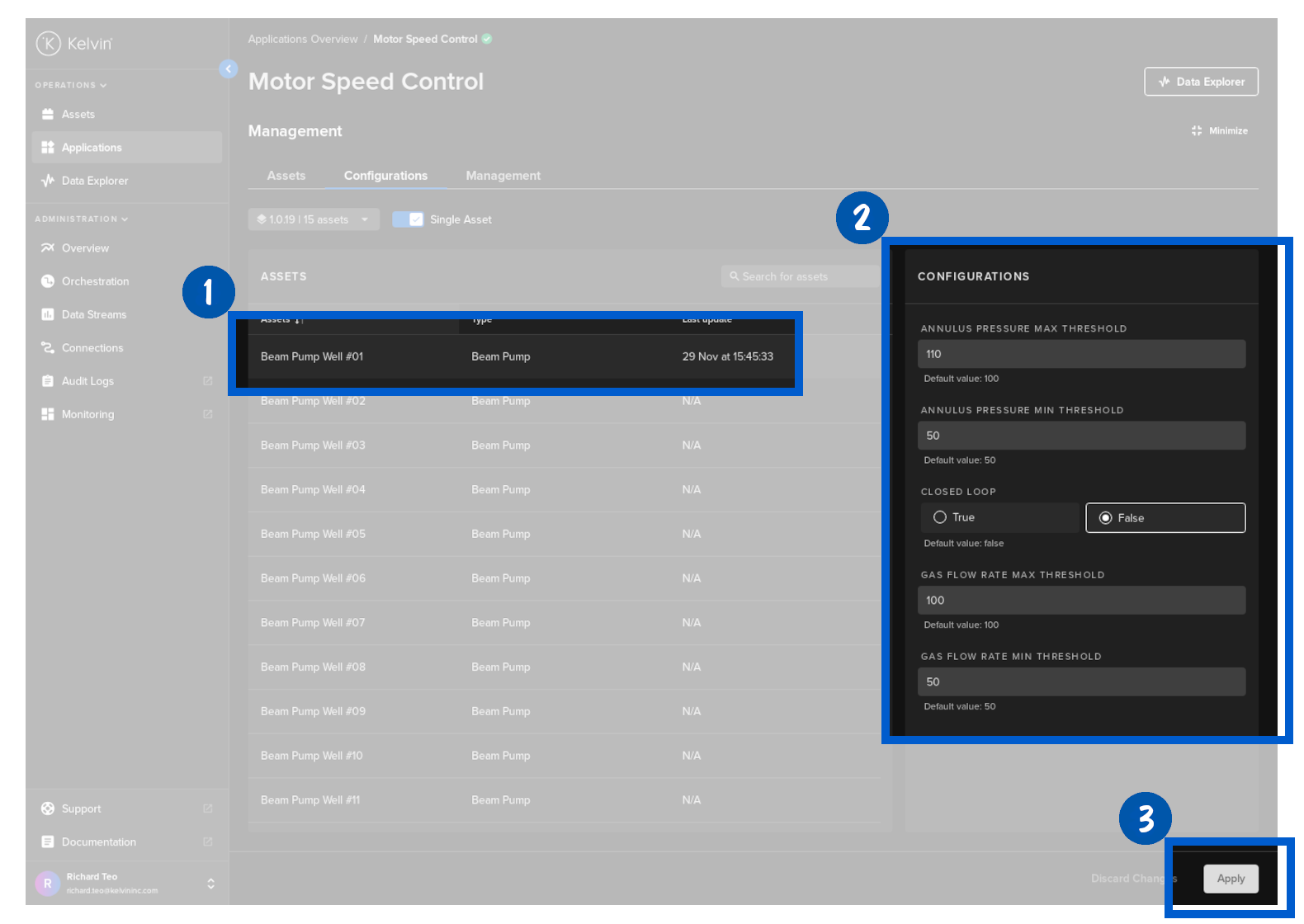 Set Asset Configurations - Kelvin Documentation