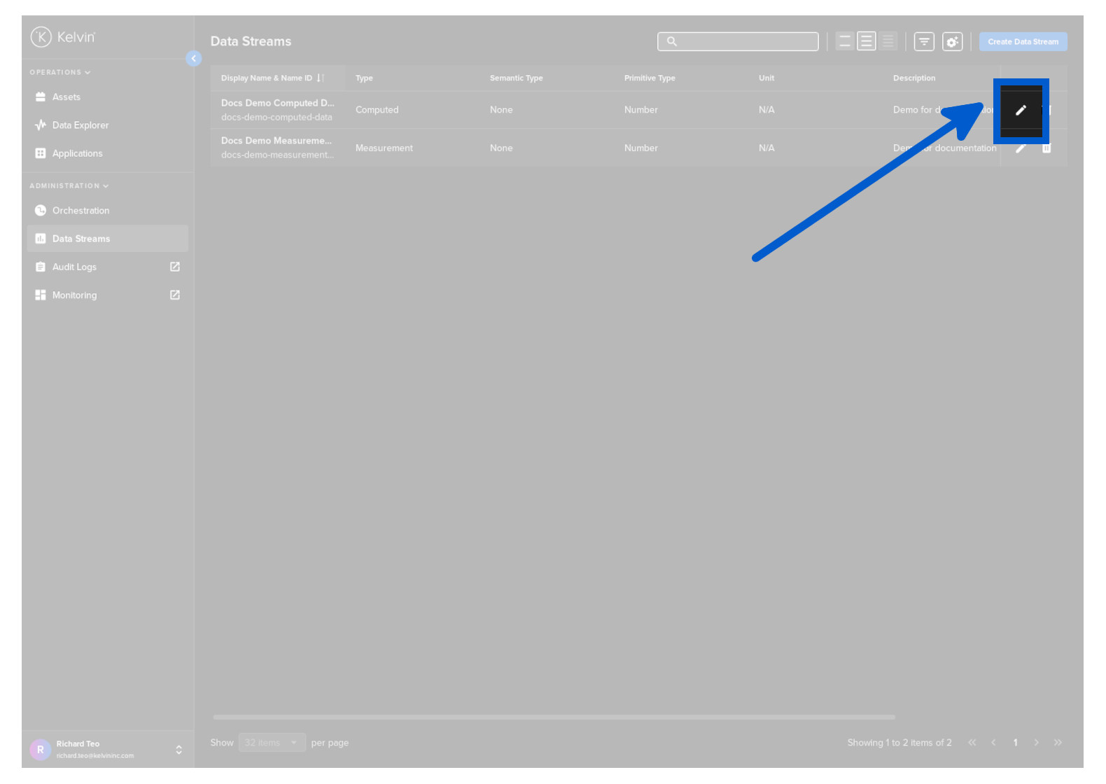 Data Stream - How to - Kelvin Documentation