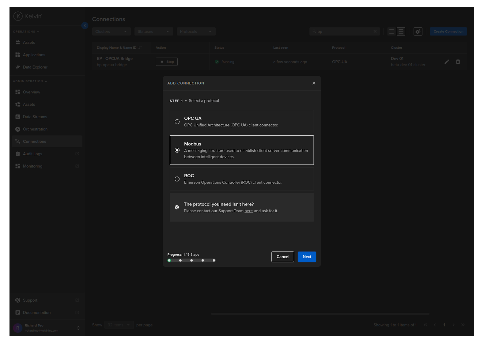 Connect to Modbus - Kelvin Documentation