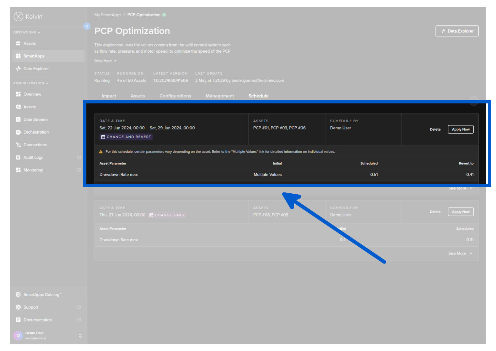 Create Scheduled Parameter - Kelvin Documentation