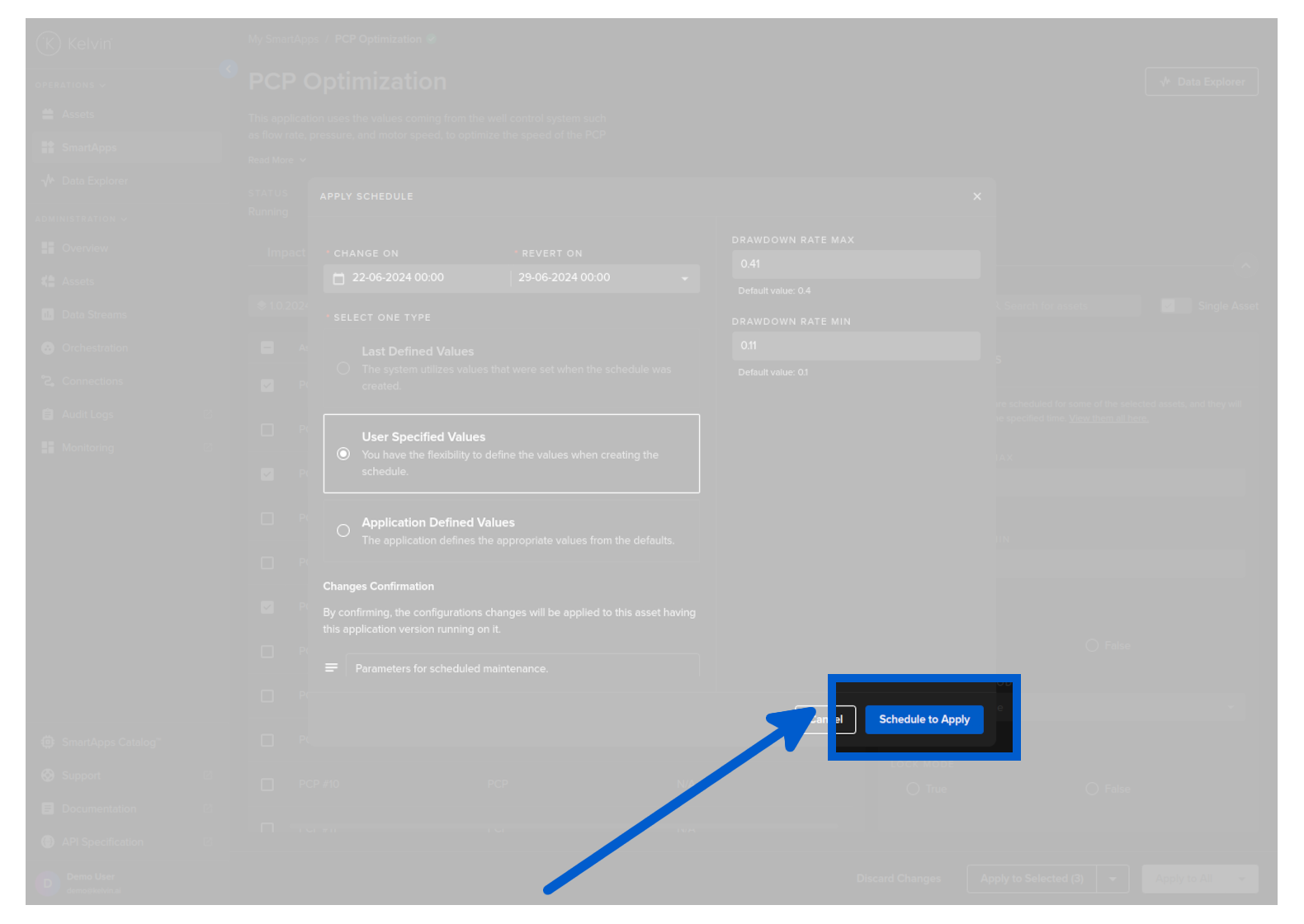 Create Scheduled Parameter - Kelvin Documentation