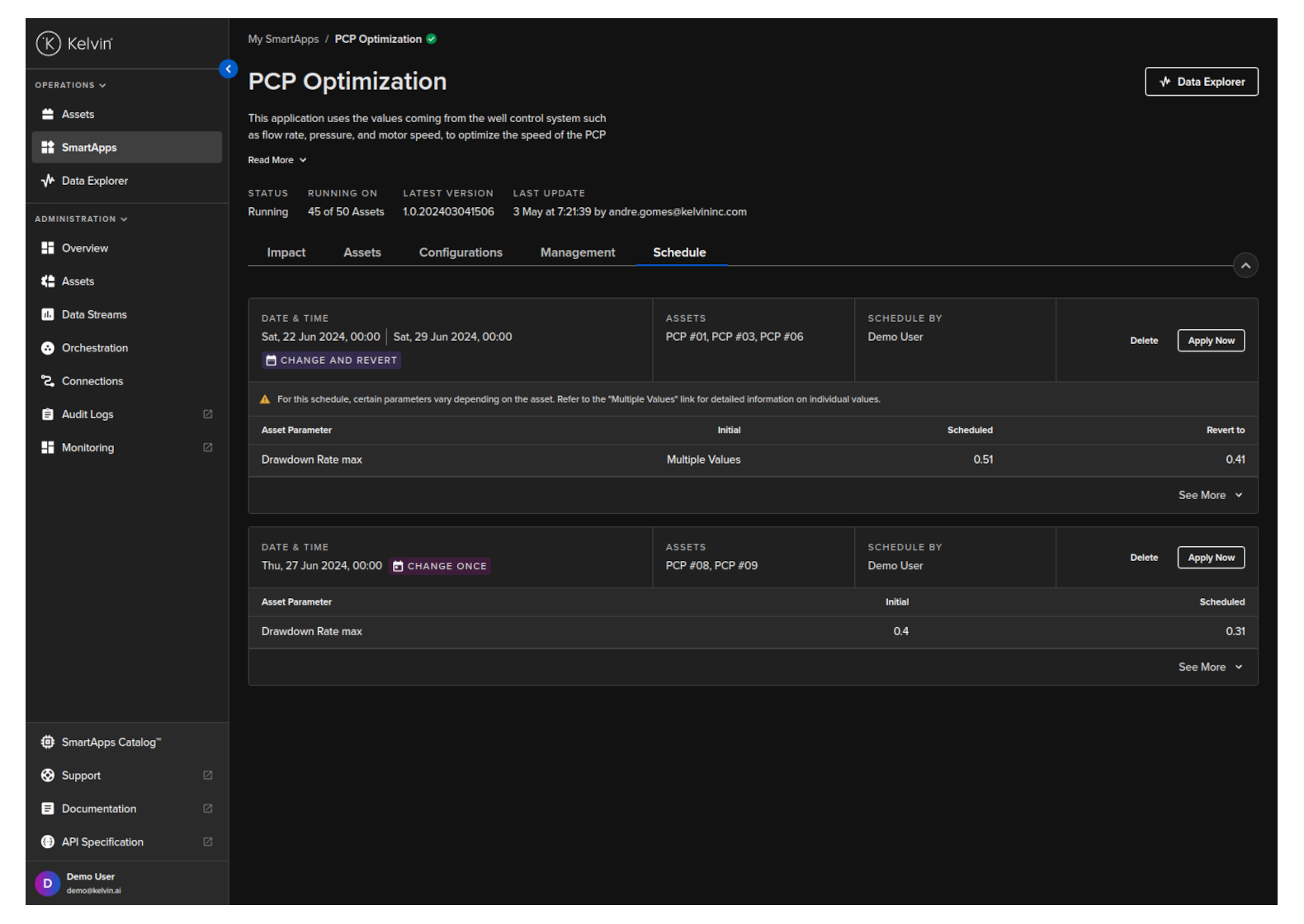 Create Scheduled Parameter - Kelvin Documentation