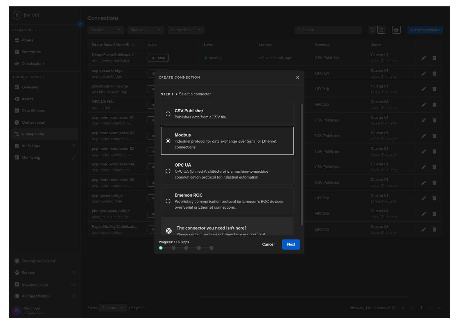 Connect to Modbus - Kelvin Documentation