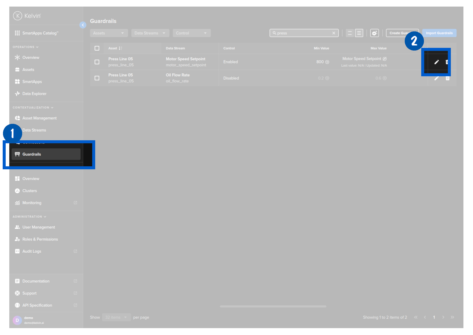 Update a Guardrail - Kelvin Documentation