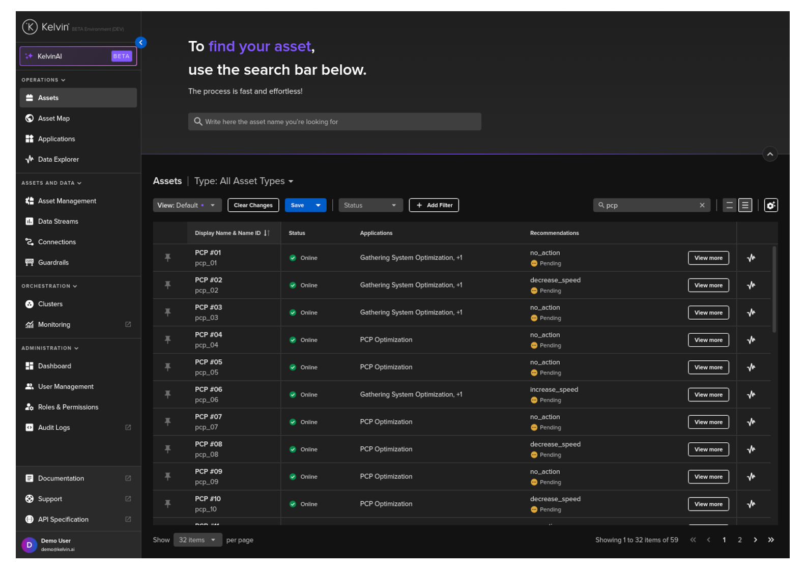 Managing Assets - Kelvin Documentation