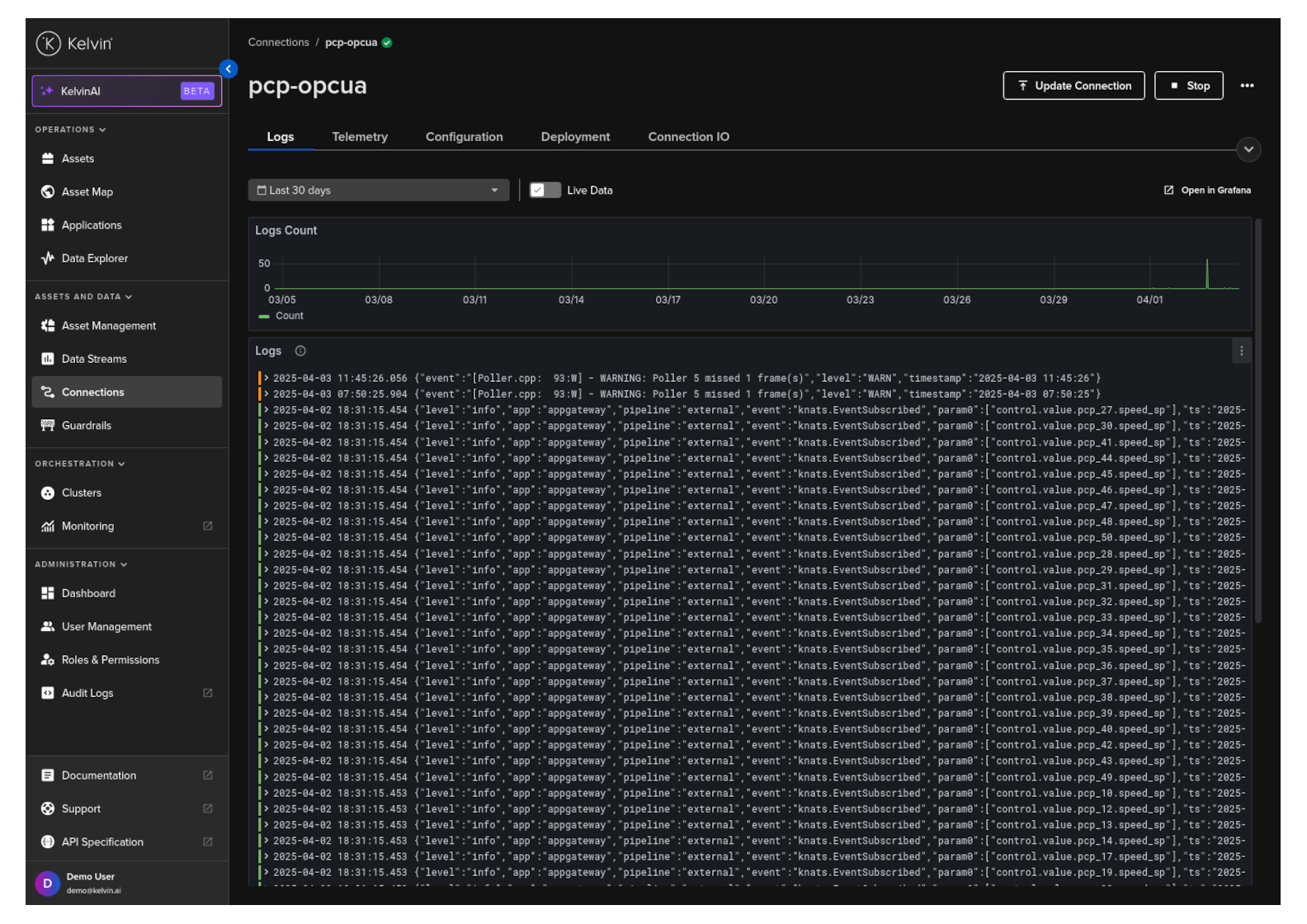 View Connection Logs - Kelvin Documentation