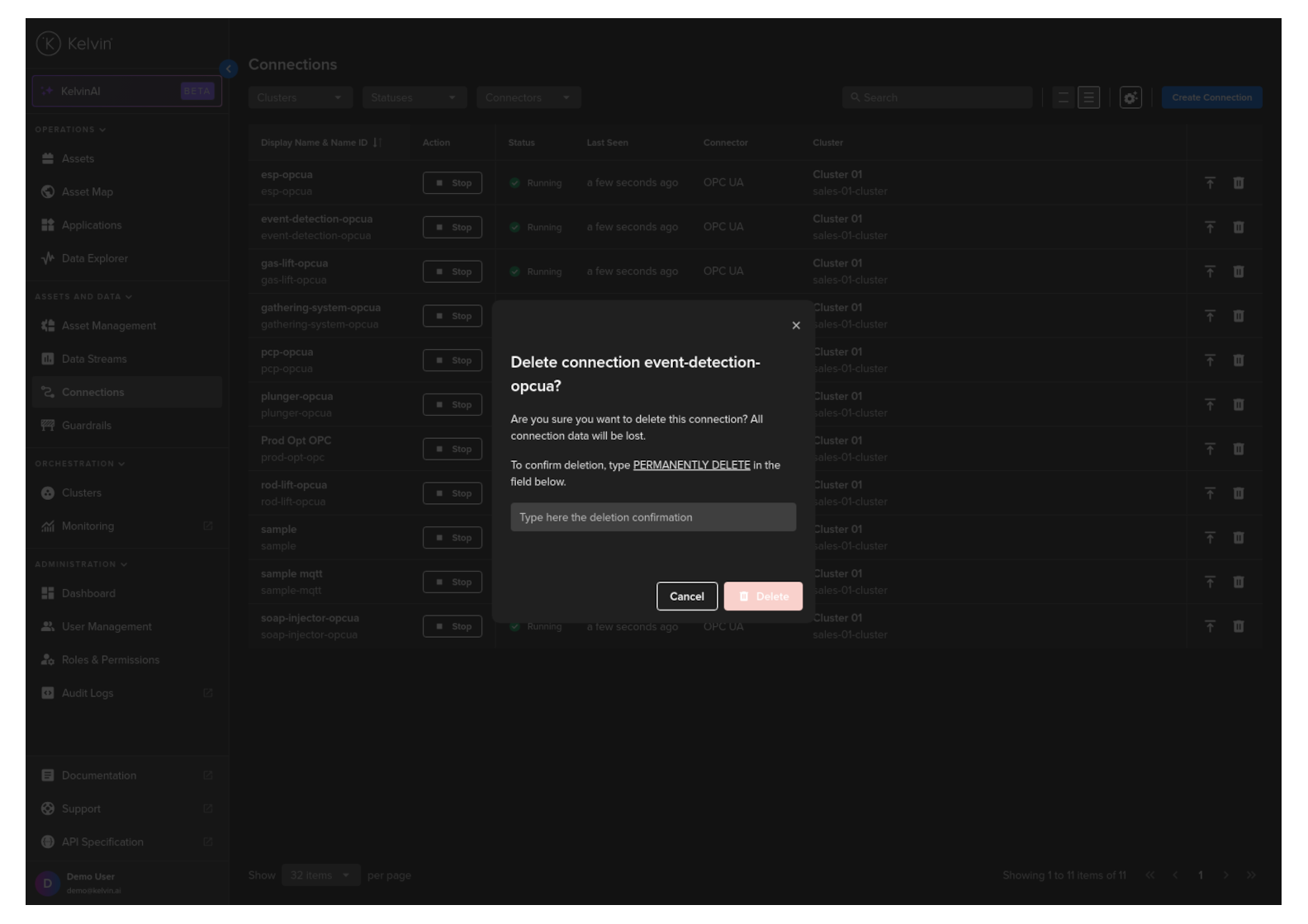 Delete Connection - Kelvin Documentation