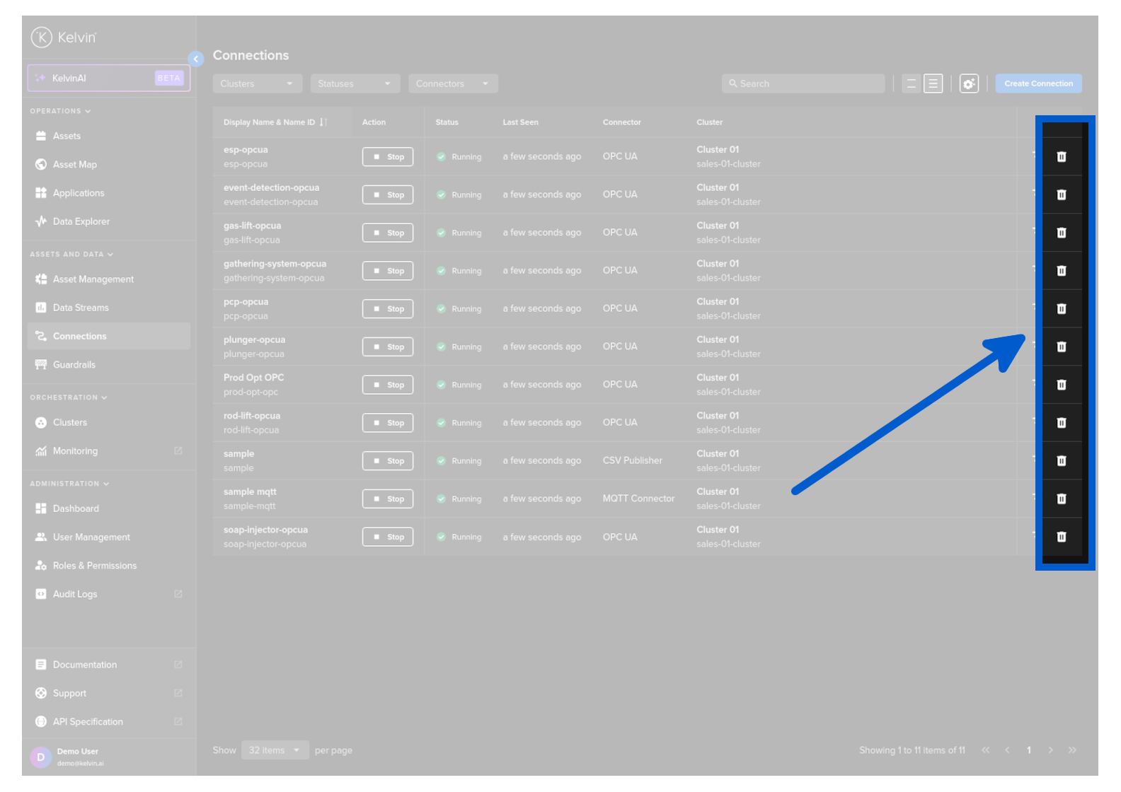 Delete Connection - Kelvin Documentation