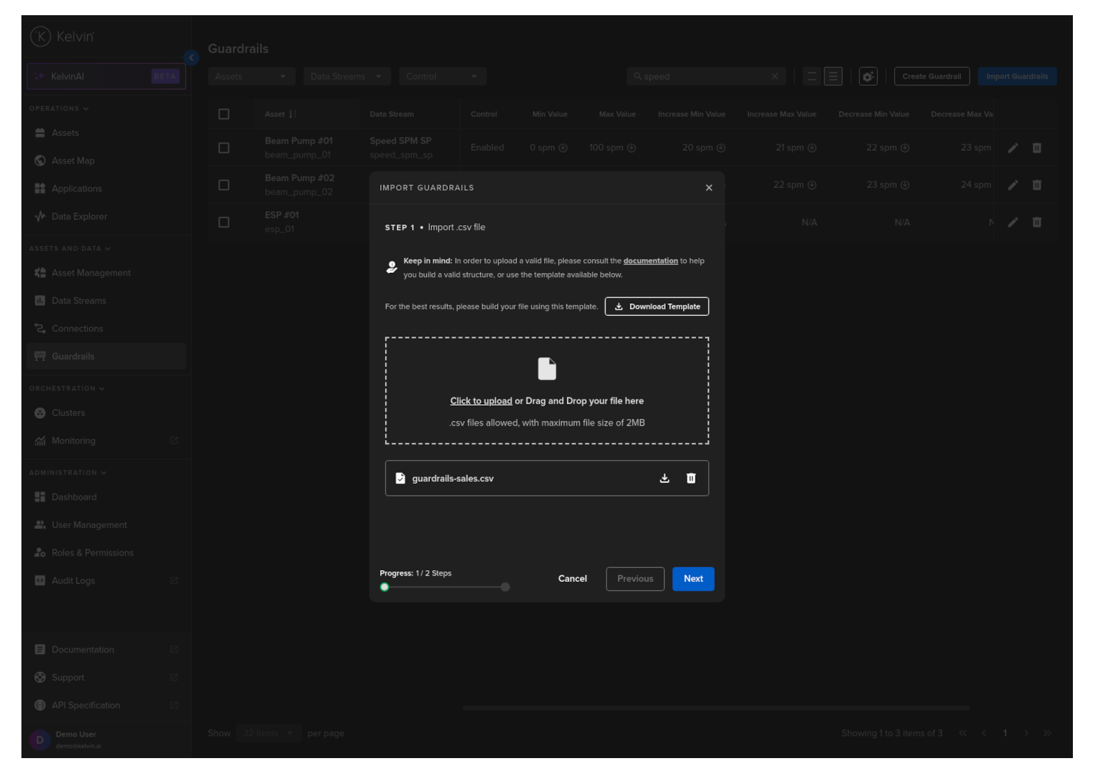 Bulk Create Guardrails - Kelvin Documentation