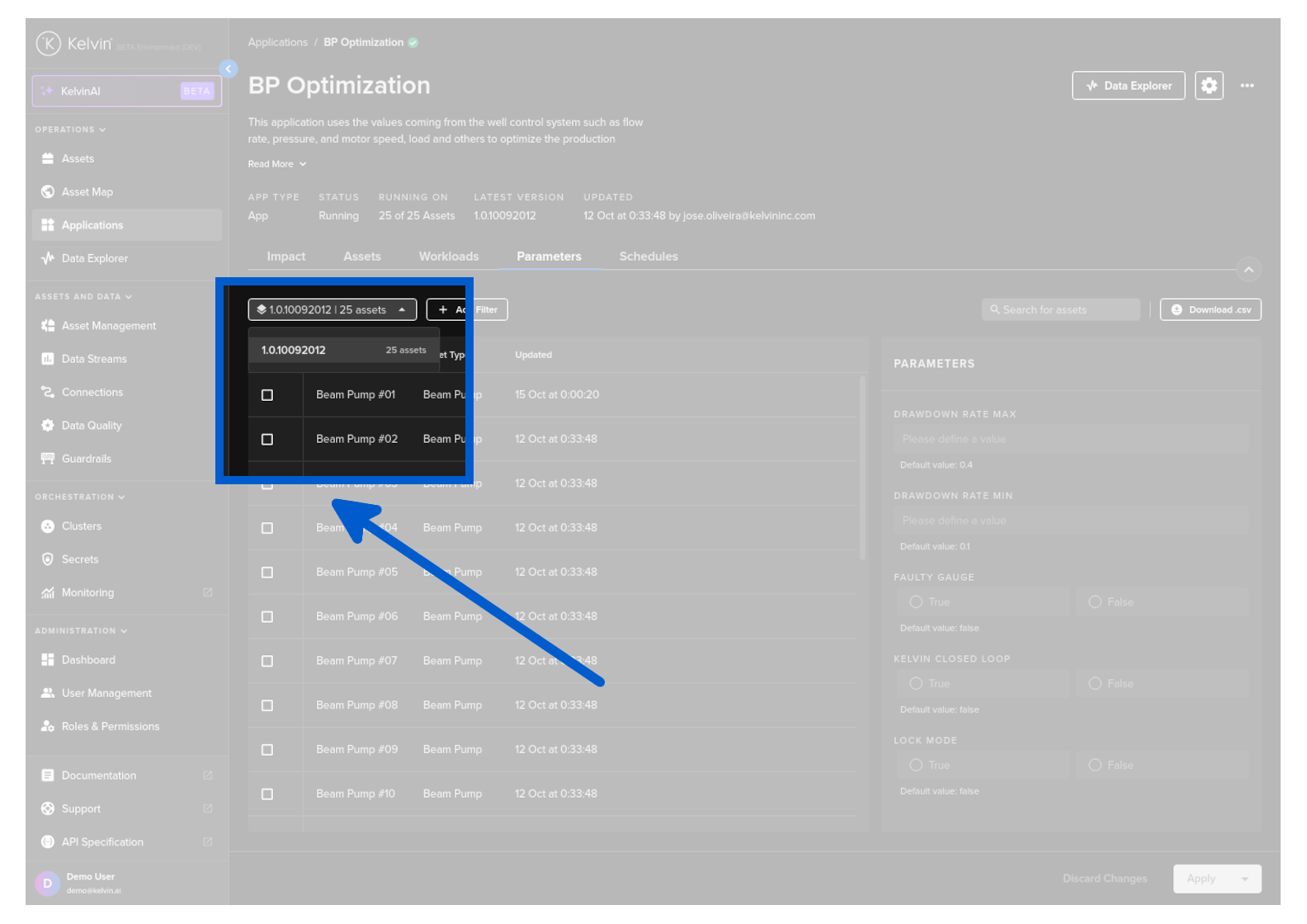 Set Asset Configurations - Kelvin Documentation
